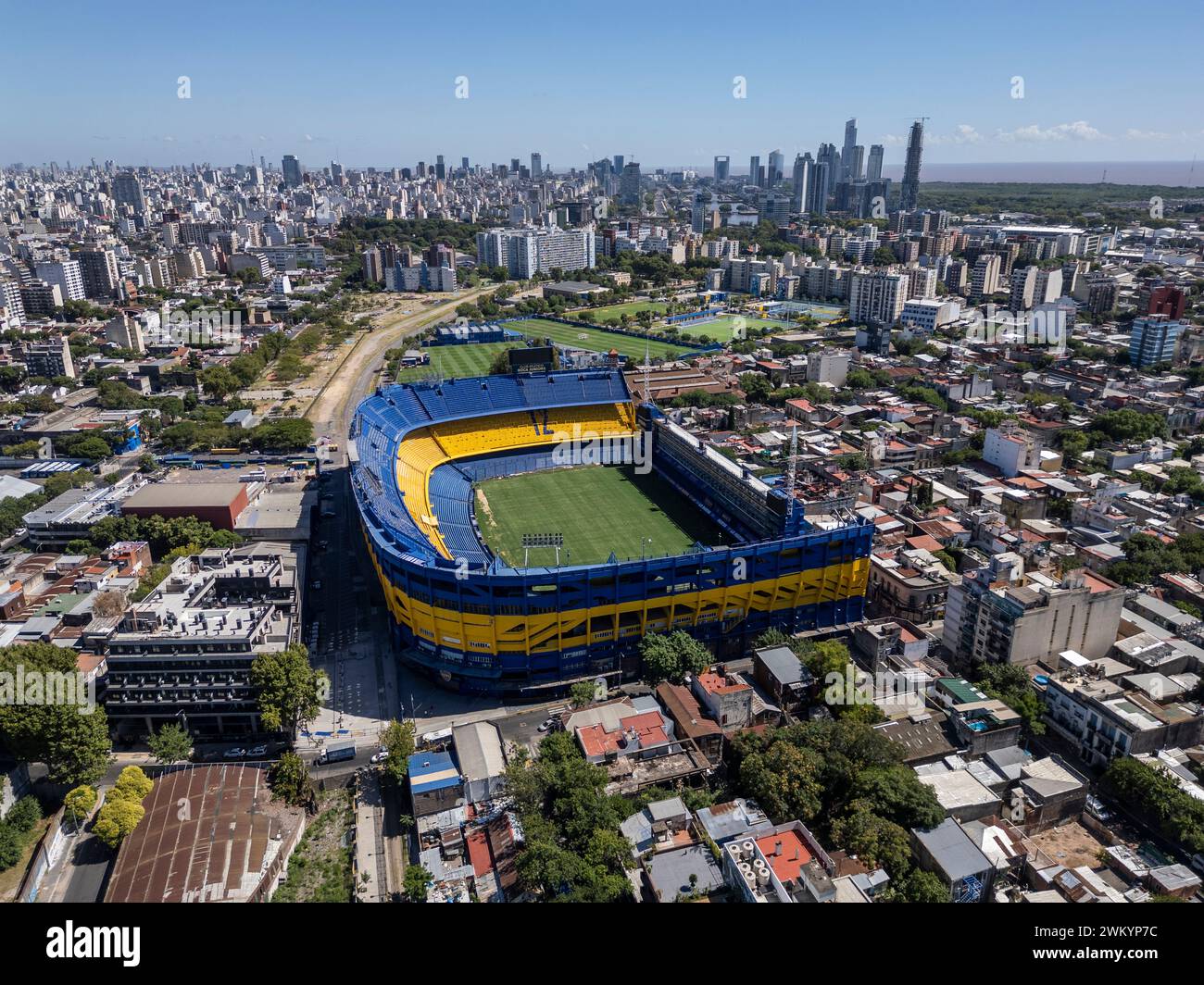 Beautiful aerial view to La Bombonera soccer stadium for Boca Juniors ...