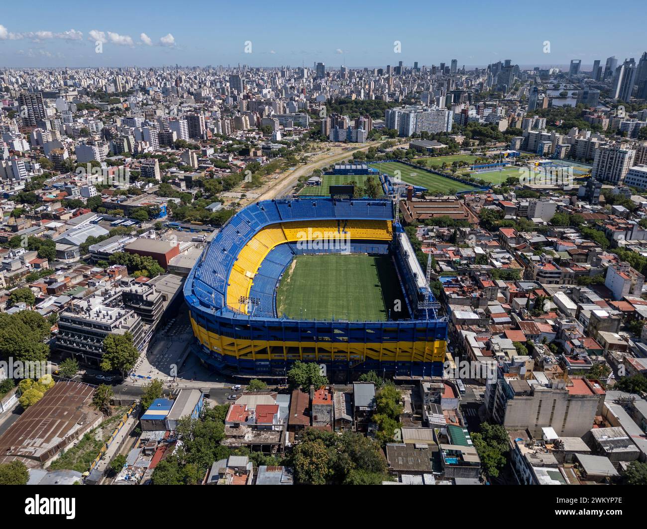 Beautiful aerial view to La Bombonera soccer stadium for Boca Juniors ...