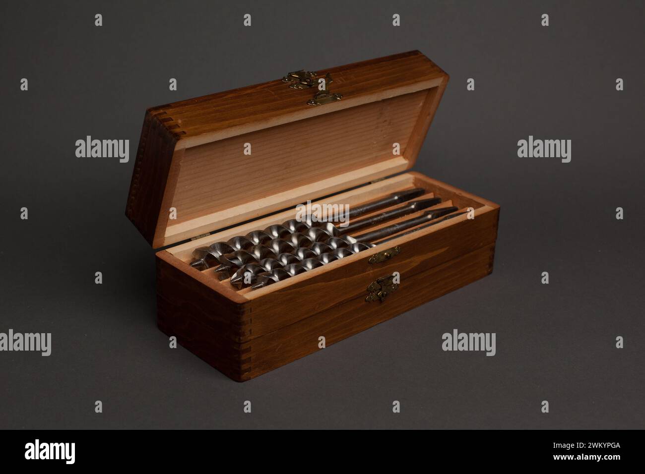 Vintage Antique Drillbits Wood Box Stock Photo - Alamy