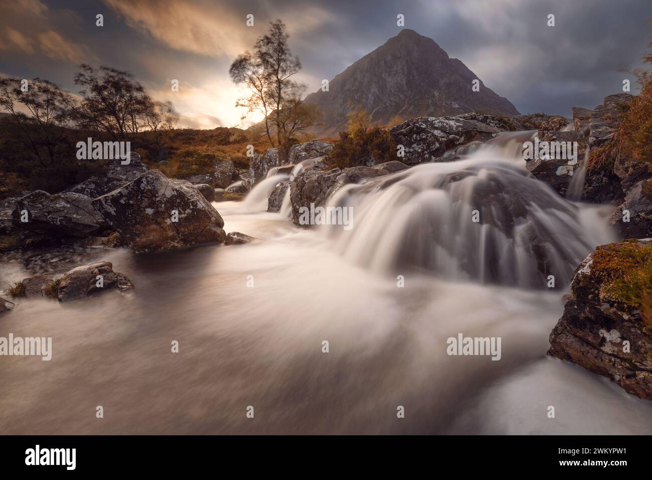 Glencoe valley and waterfall, highland, scotland Stock Photo - Alamy
