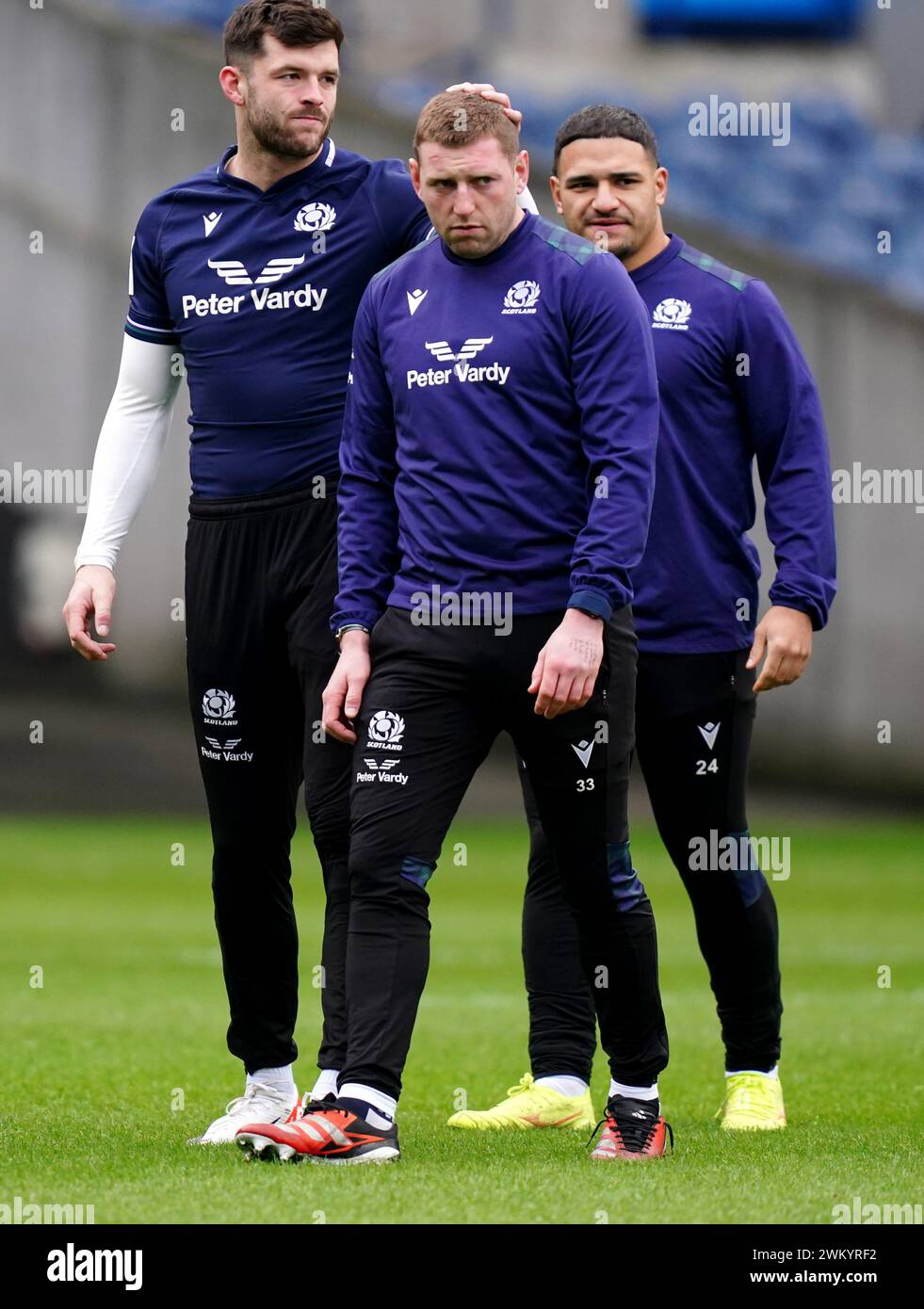 Left to right, Scotland's Blair Kinghorn, Finn Russell and Sione ...