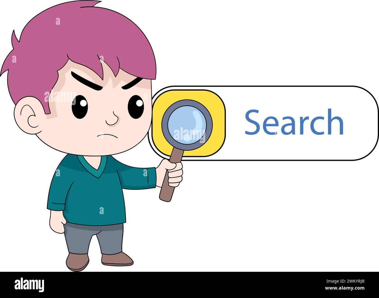 illustration of searching on the internet, knowledge education searched ...