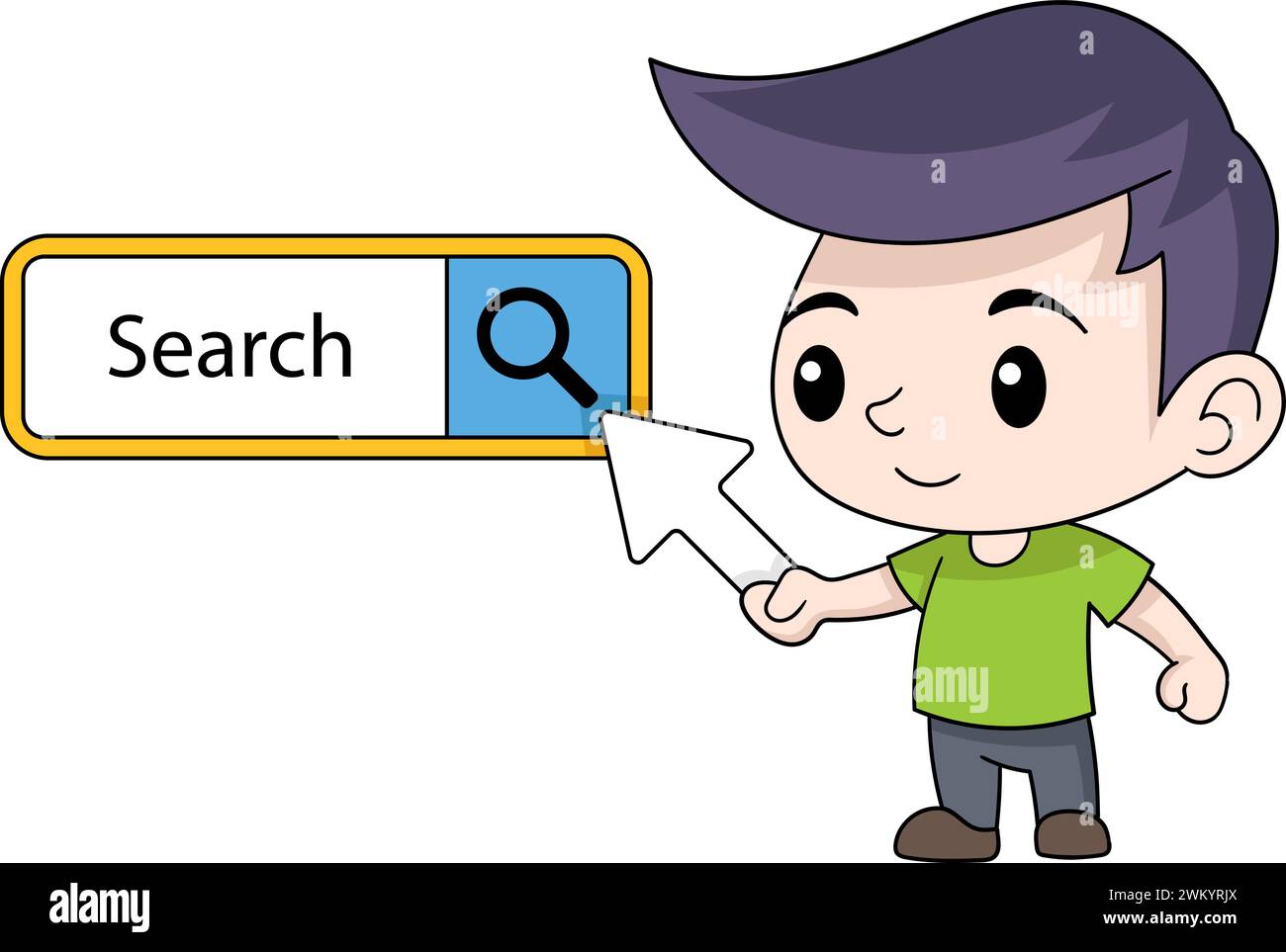 illustration of browsing the internet, searching for information on the ...