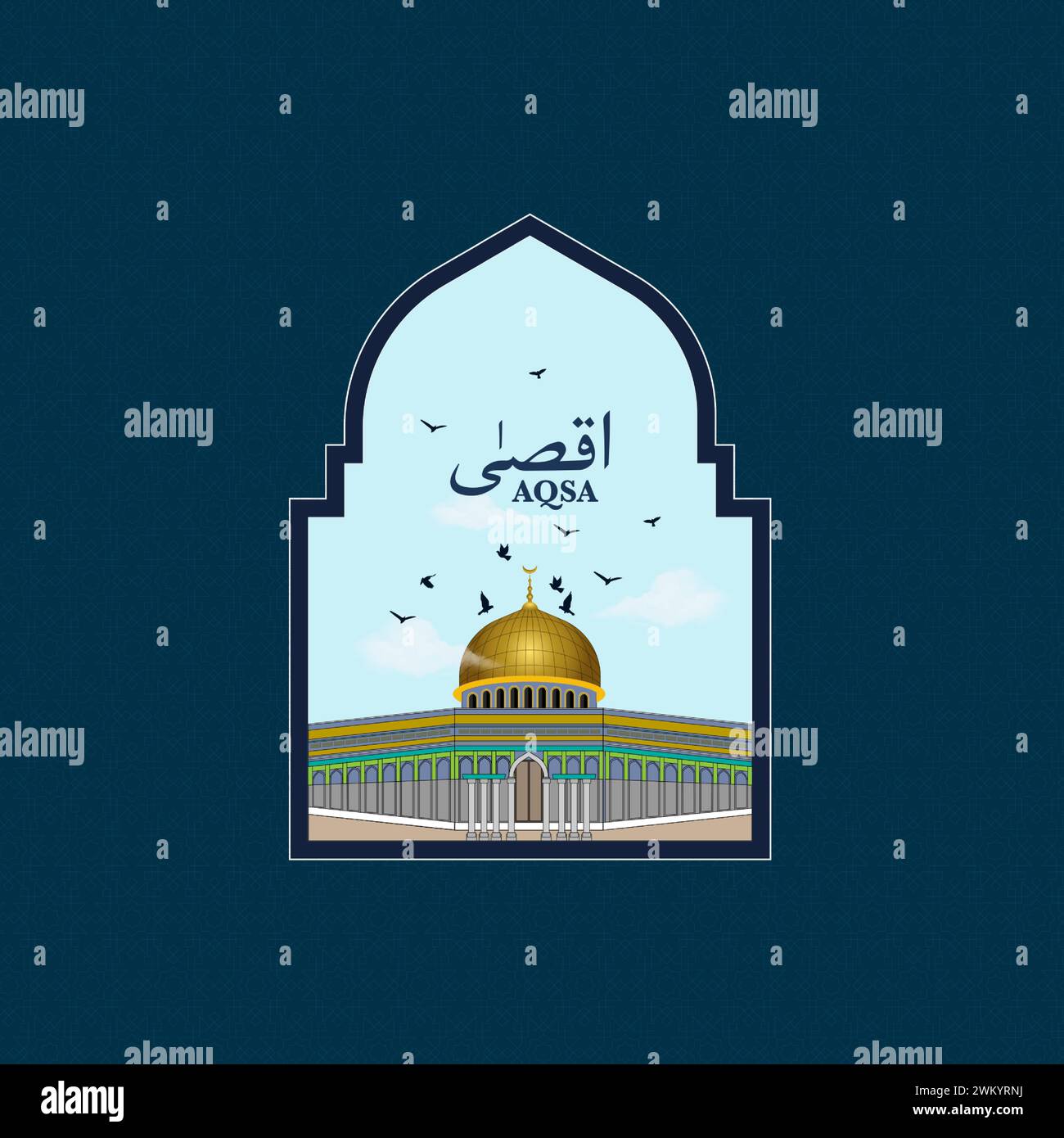 Al-Aqsa Mosque in vector illustration. Al-Aqsa Mosque also known as the ...