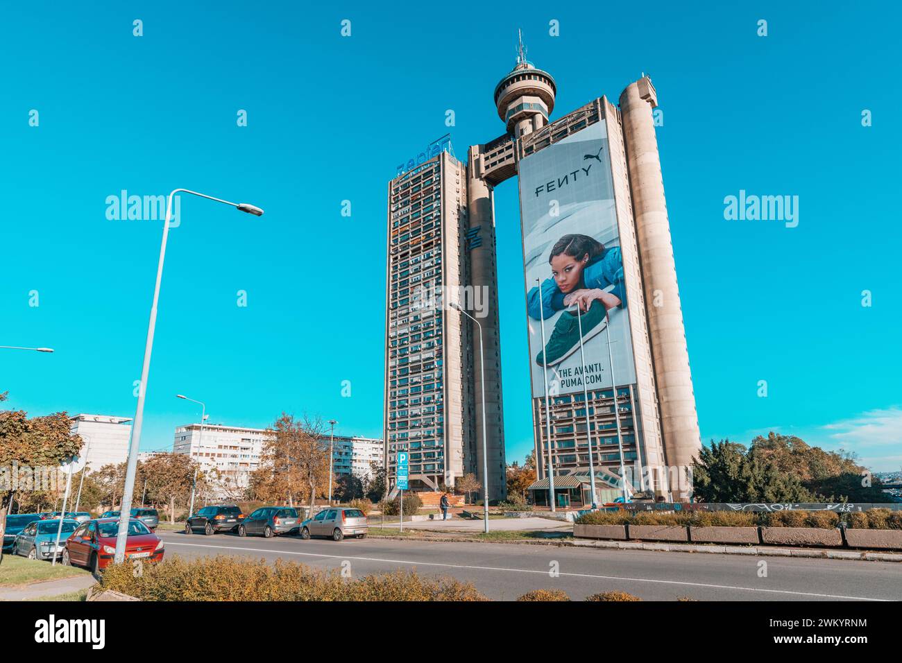 12 November 2023, Belgrade, Serbia: Famous Zepter building and western ...