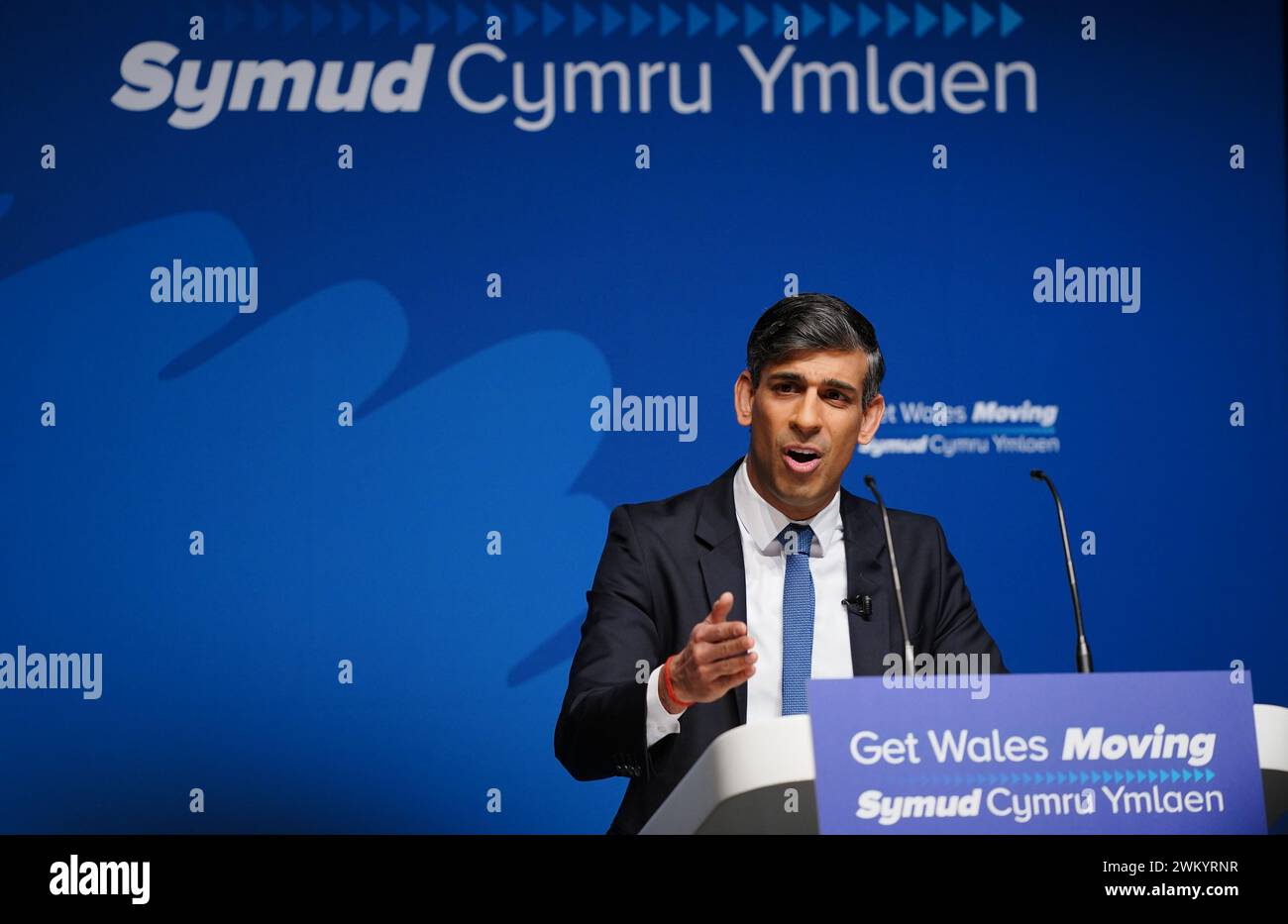 Prime Minister Rishi Sunak delivers a speech at the Welsh Conservatives ...