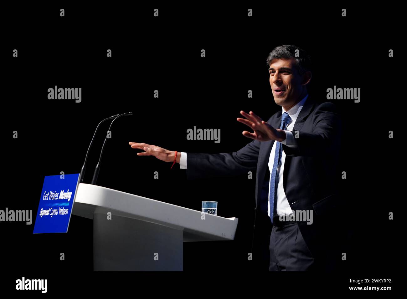 Prime Minister Rishi Sunak delivers a speech at the Welsh Conservatives ...