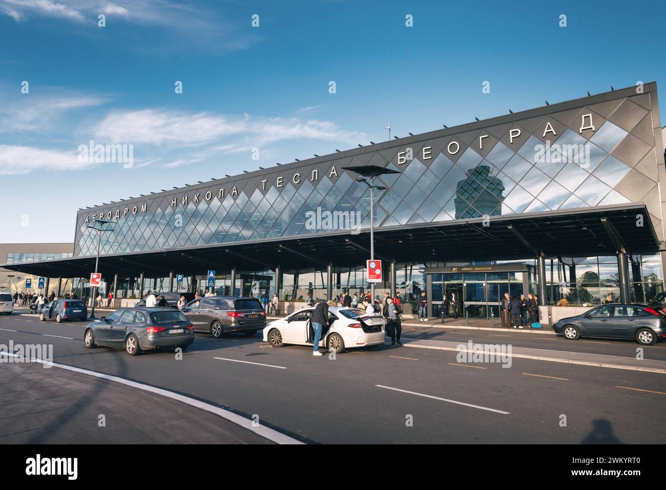 12 November 2023, Belgrade, Serbia: Nikola Tesla airport main terminal ...