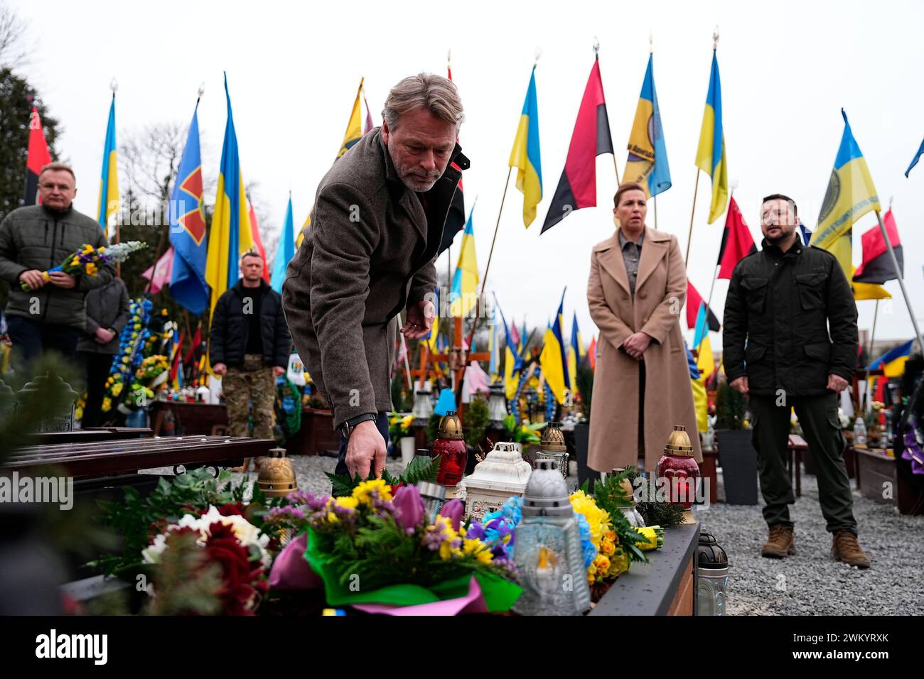 Denmarks Prime Minister Mette Frederiksen, her husband Bo Tengberg and ...