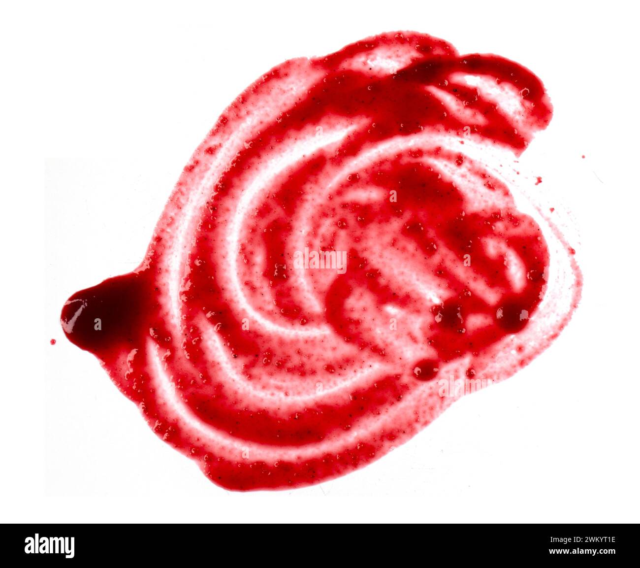Red berry jam, sauce abstract smear, stain, drops isolated on white ...