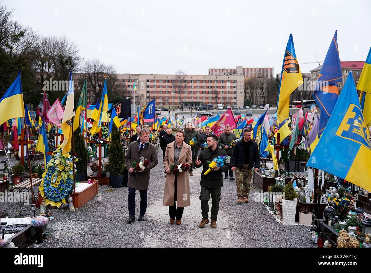 Denmarks Prime Minister Mette Frederiksen, her husband Bo Tengberg and ...