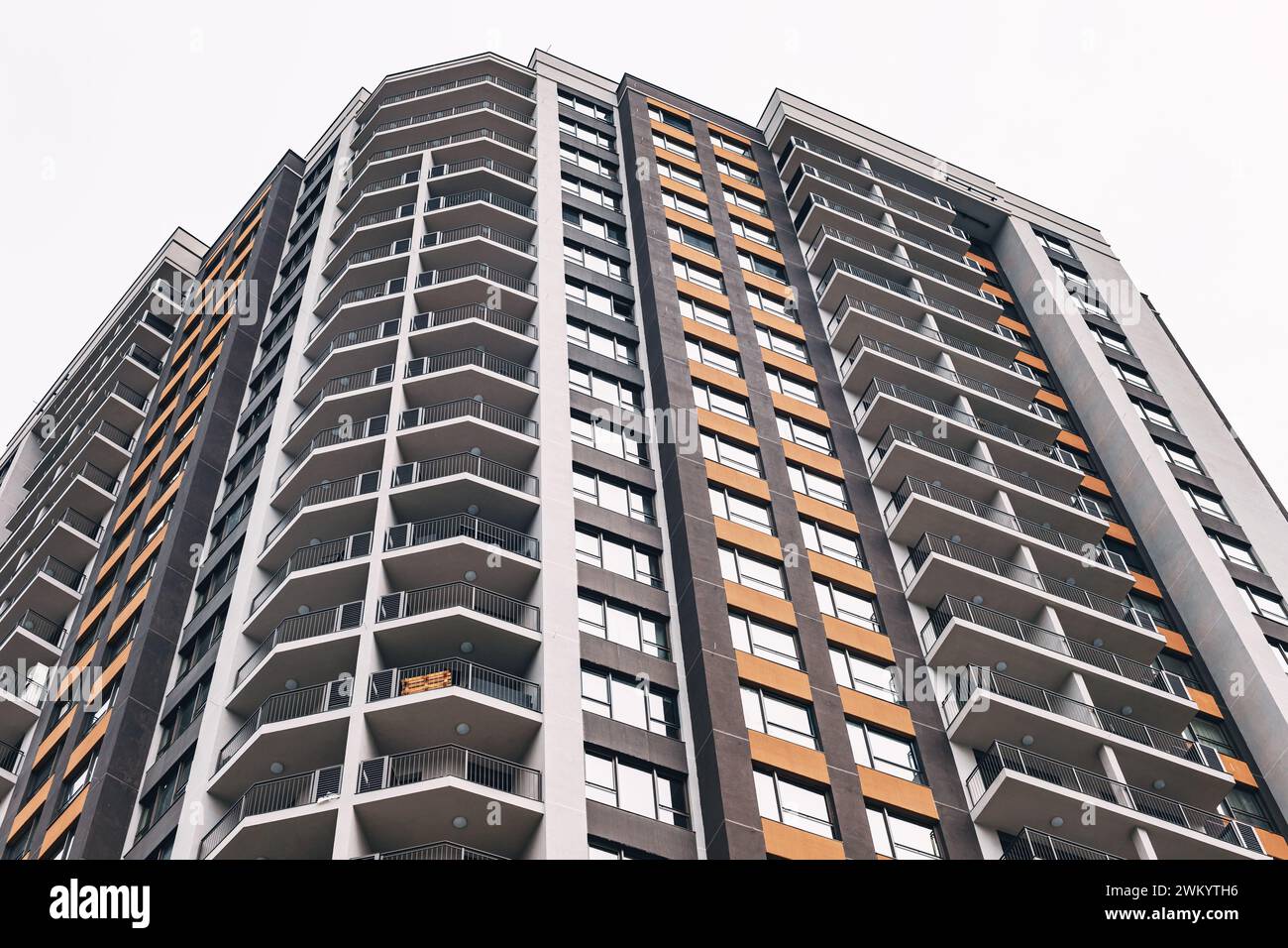 Modern High-Rise Residential Building Under Overcast Sky in Urban Stock ...