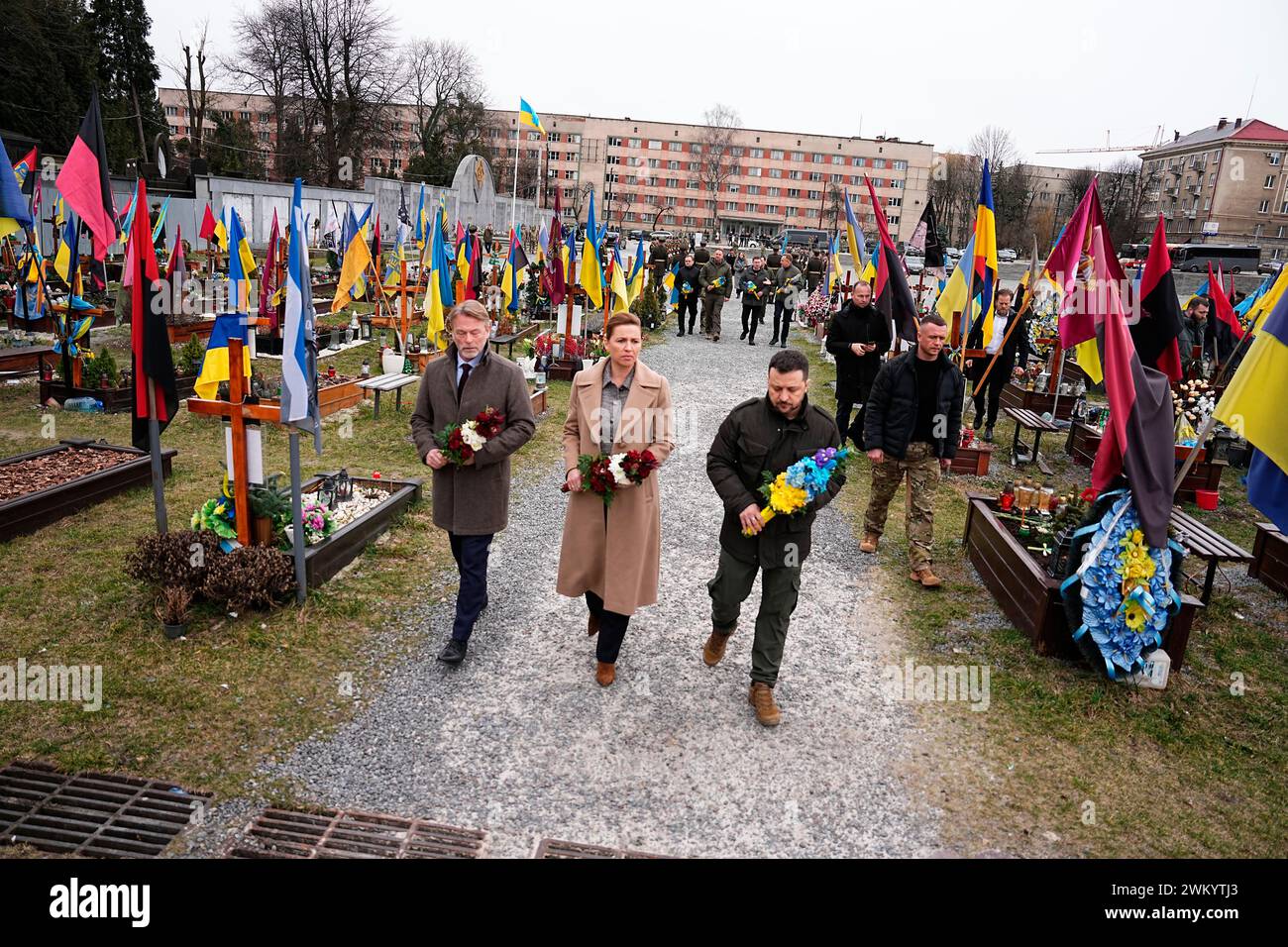 Denmarks Prime Minister Mette Frederiksen, her husband Bo Tengberg and ...