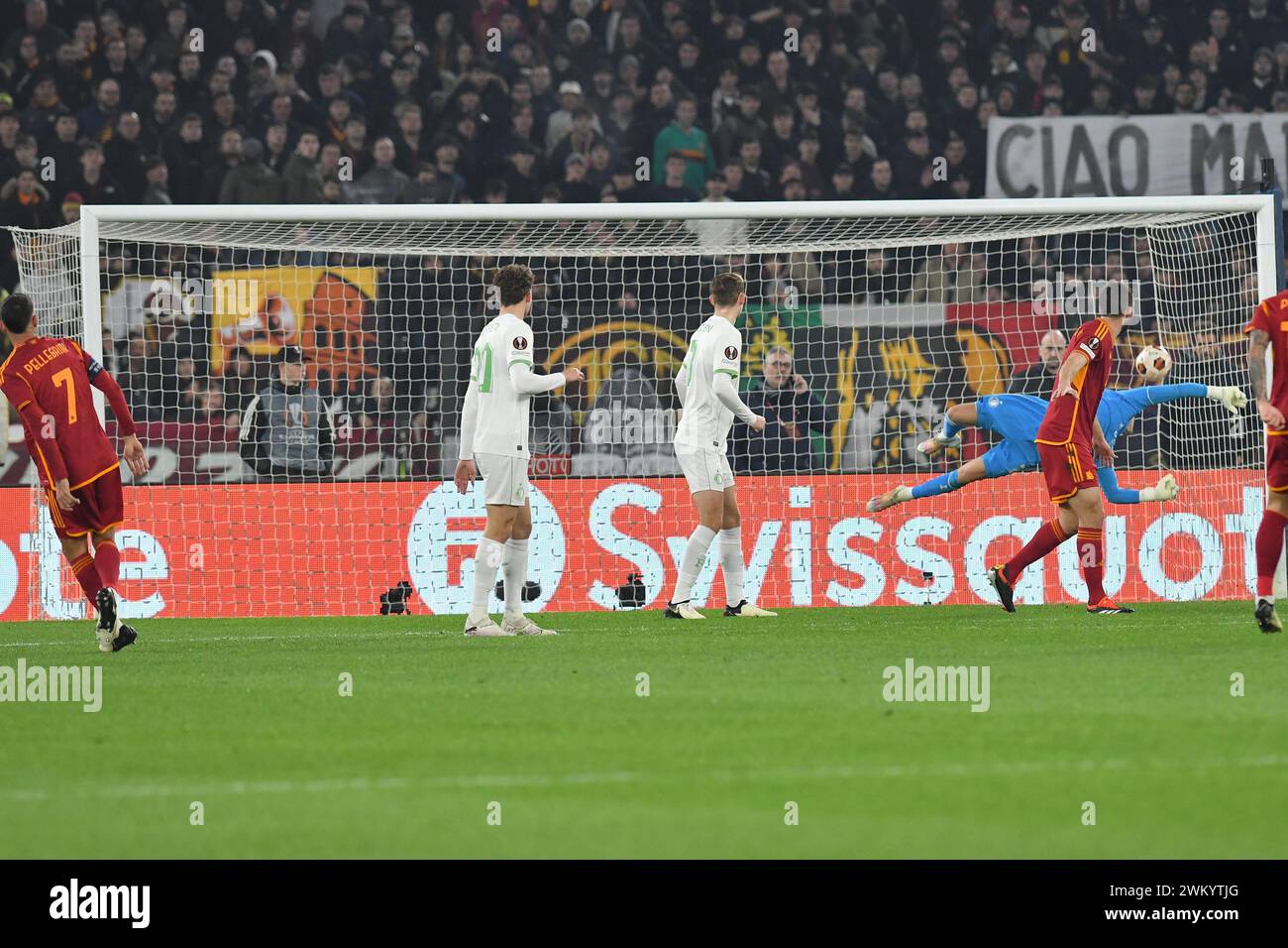 Roma, Lazio. 22nd Feb, 2024. Lorenzo Pellegrini of AS Roma scores his ...