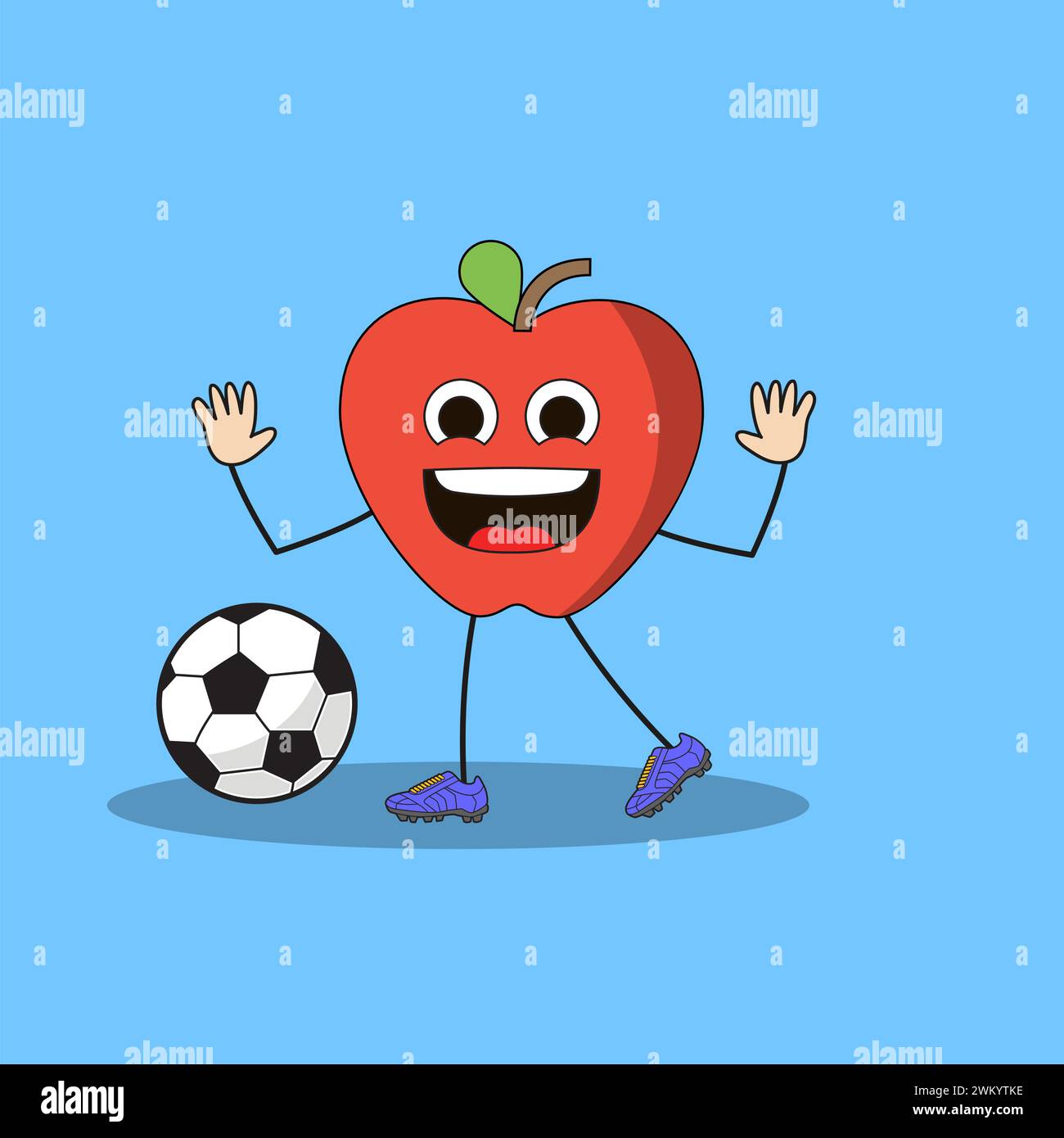 Art illustration Doodle Kawaii Fruits Symbol Character Apple Mascot ...