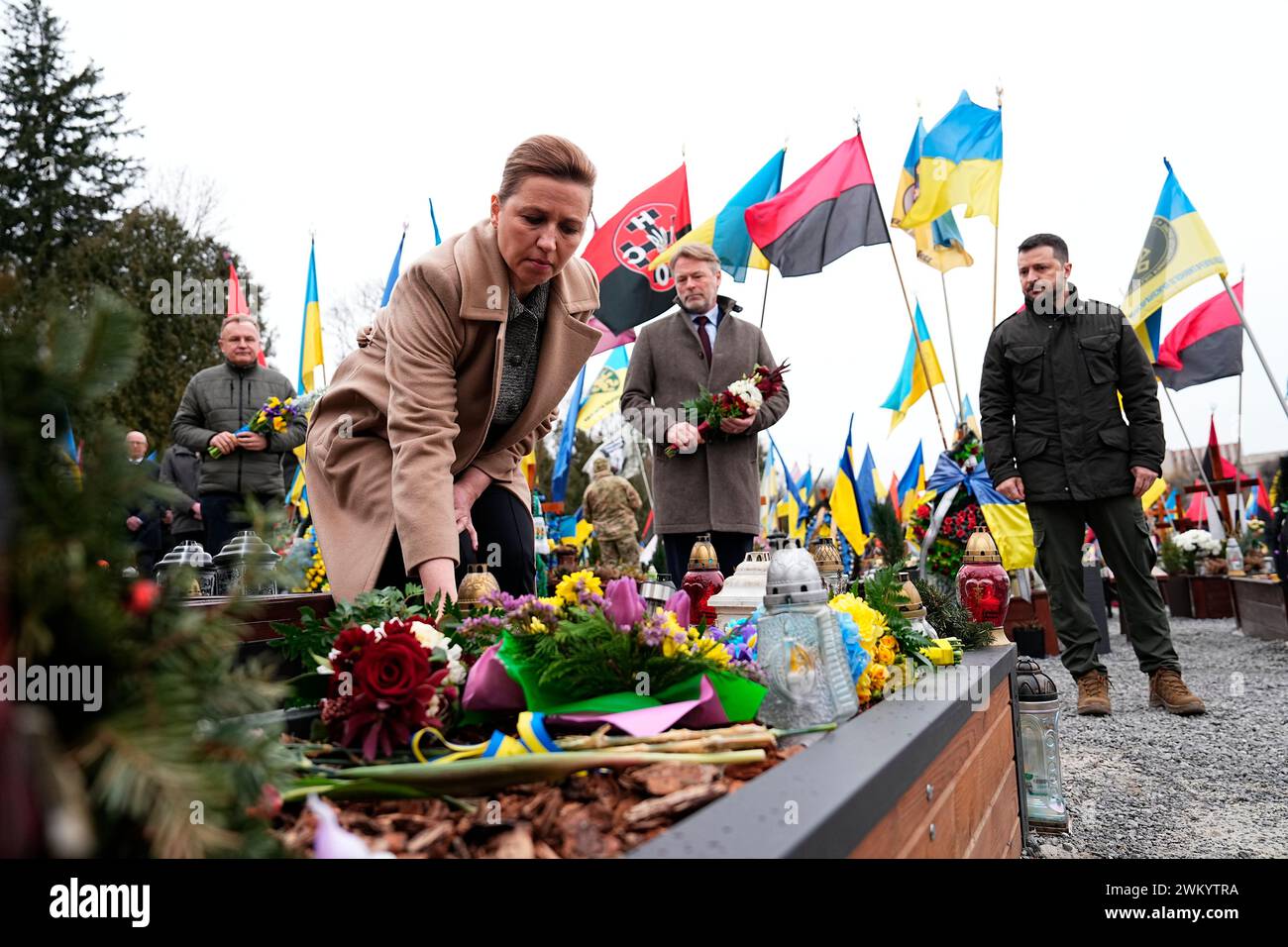 Denmarks Prime Minister Mette Frederiksen, her husband Bo Tengberg and ...