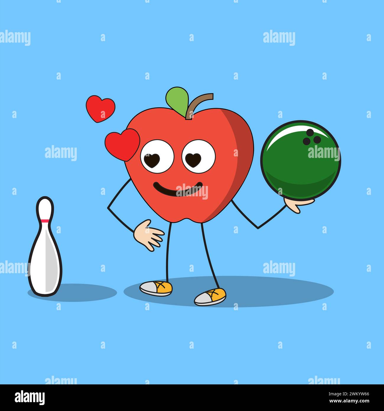 Art illustration Doodle Kawaii Fruits Symbol Character Apple Mascot ...