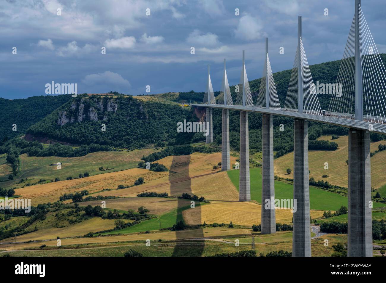 Millau Viaduct, cable-stayed bridge spanning the Tarn valley, Aveyron ...
