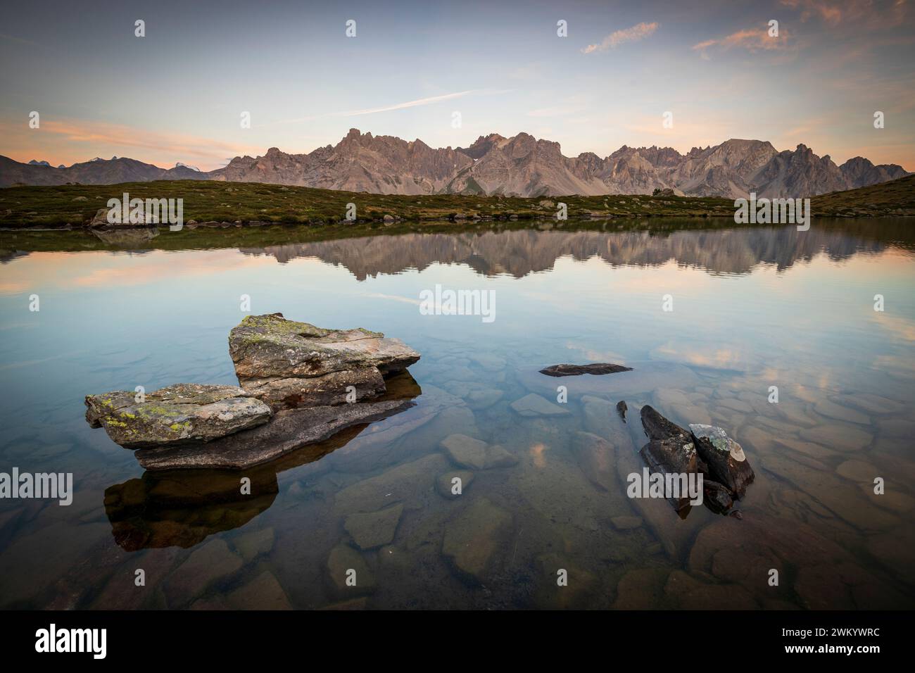 Lac Laramon (2359 m), Queyrellin ridge (2866 m) and Cerces massif (3093 ...