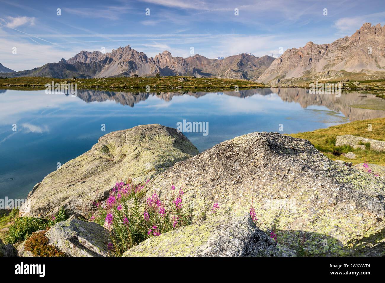Lake Laramon (2359 m), the peaks of the Tete Noire massif (2922 m) and ...