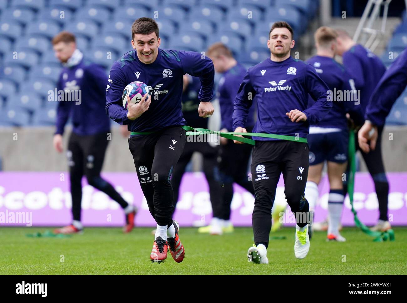 Scotland's Cameron Redpath (left) and Ben White during the team run at ...