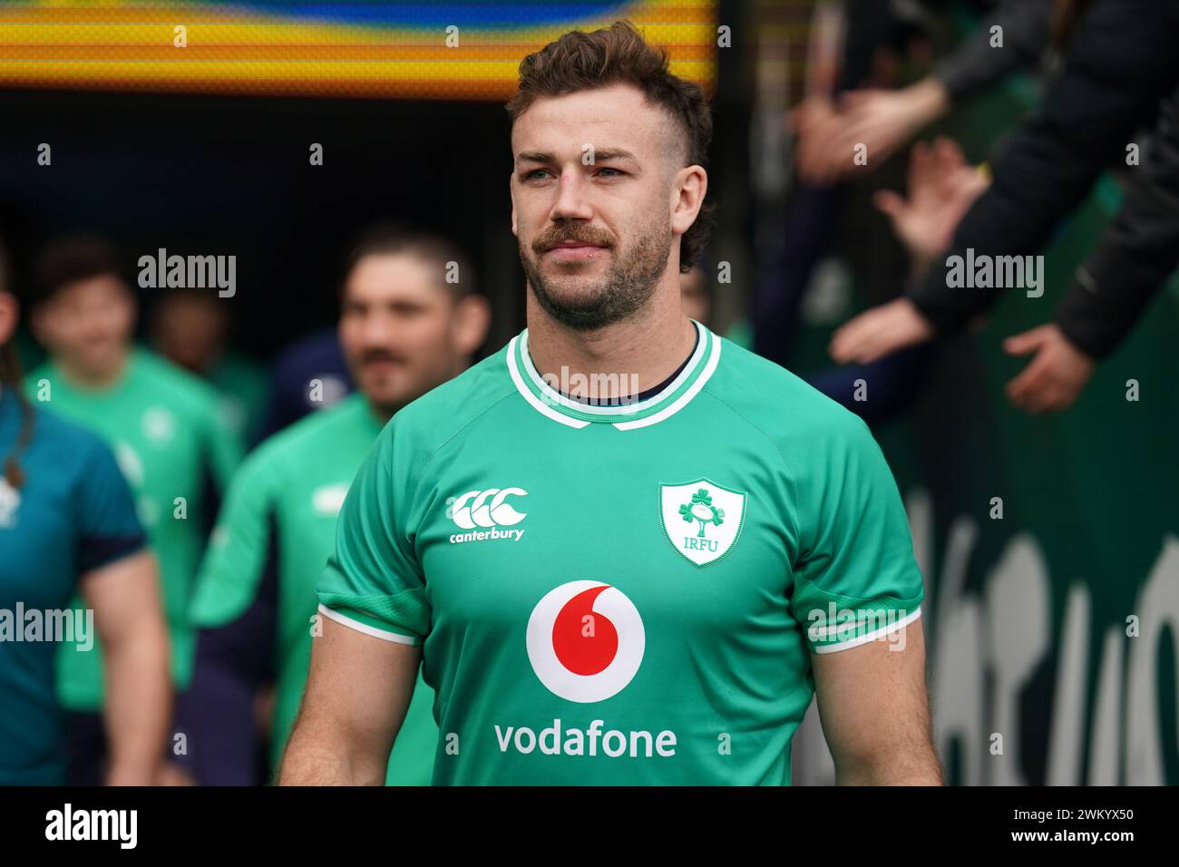 Ireland's Caelan Doris during the team run at the Aviva Stadium in ...