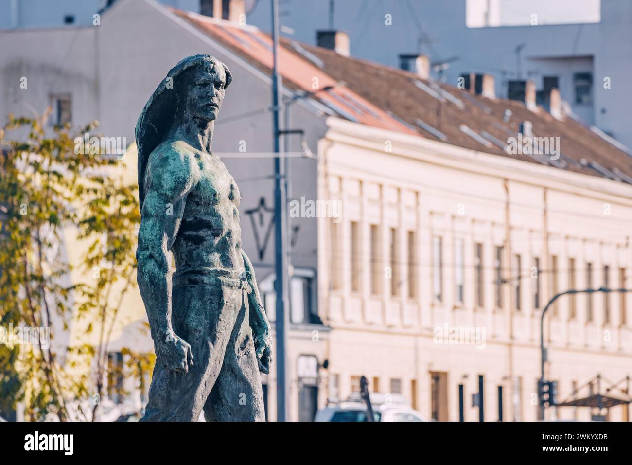 29 November 2023, Belgrade, Serbia: historic statues of a river port ...