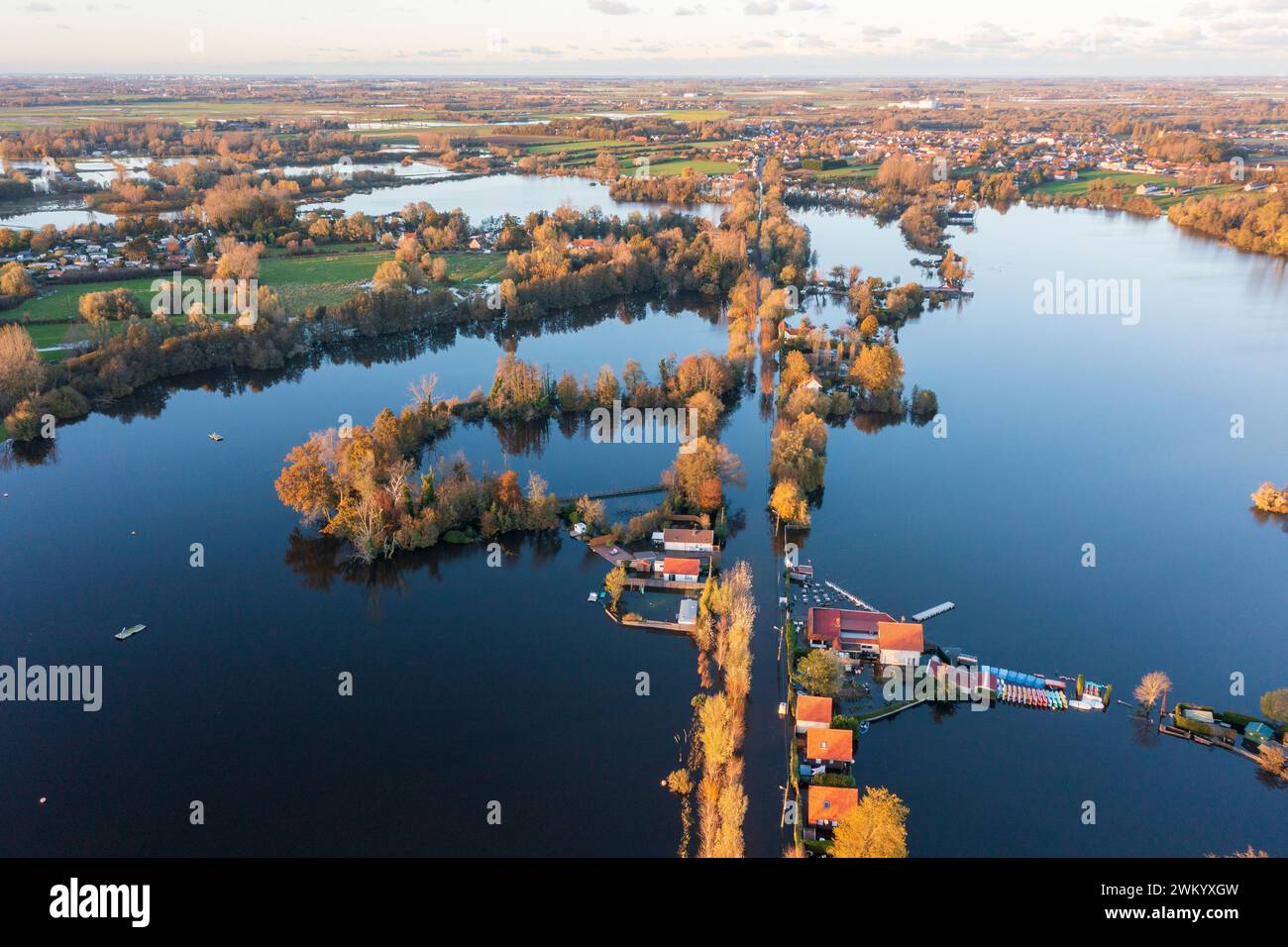 Lake d'Ardres overflows following intense rainfall, Pas-de-Calais ...
