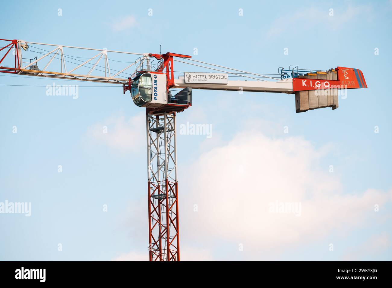 29 November 2023, Belgrade, Serbia: Potain cranes tower over the ...