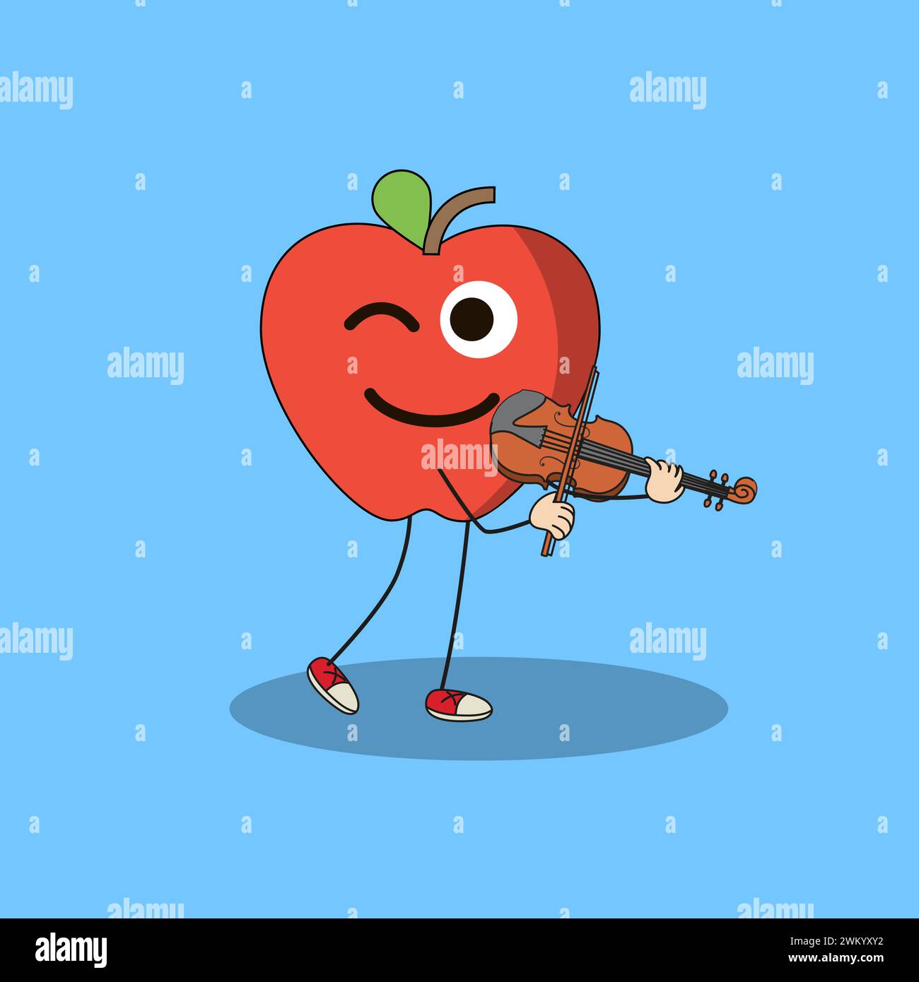 Art illustration Doodle Kawaii Fruits Symbol Character Apple Mascot ...