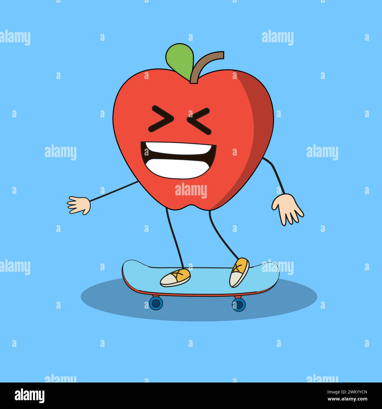 Art illustration Doodle Kawaii Fruits Symbol Character Apple Mascot ...