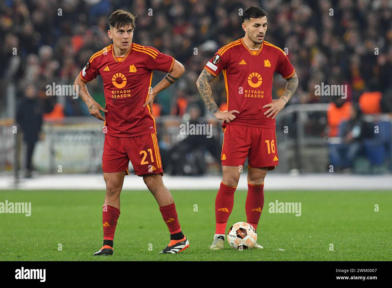 Roma, Lazio. 22nd Feb, 2024. Paulo Dybala of AS Roma, Leandro Paredes ...