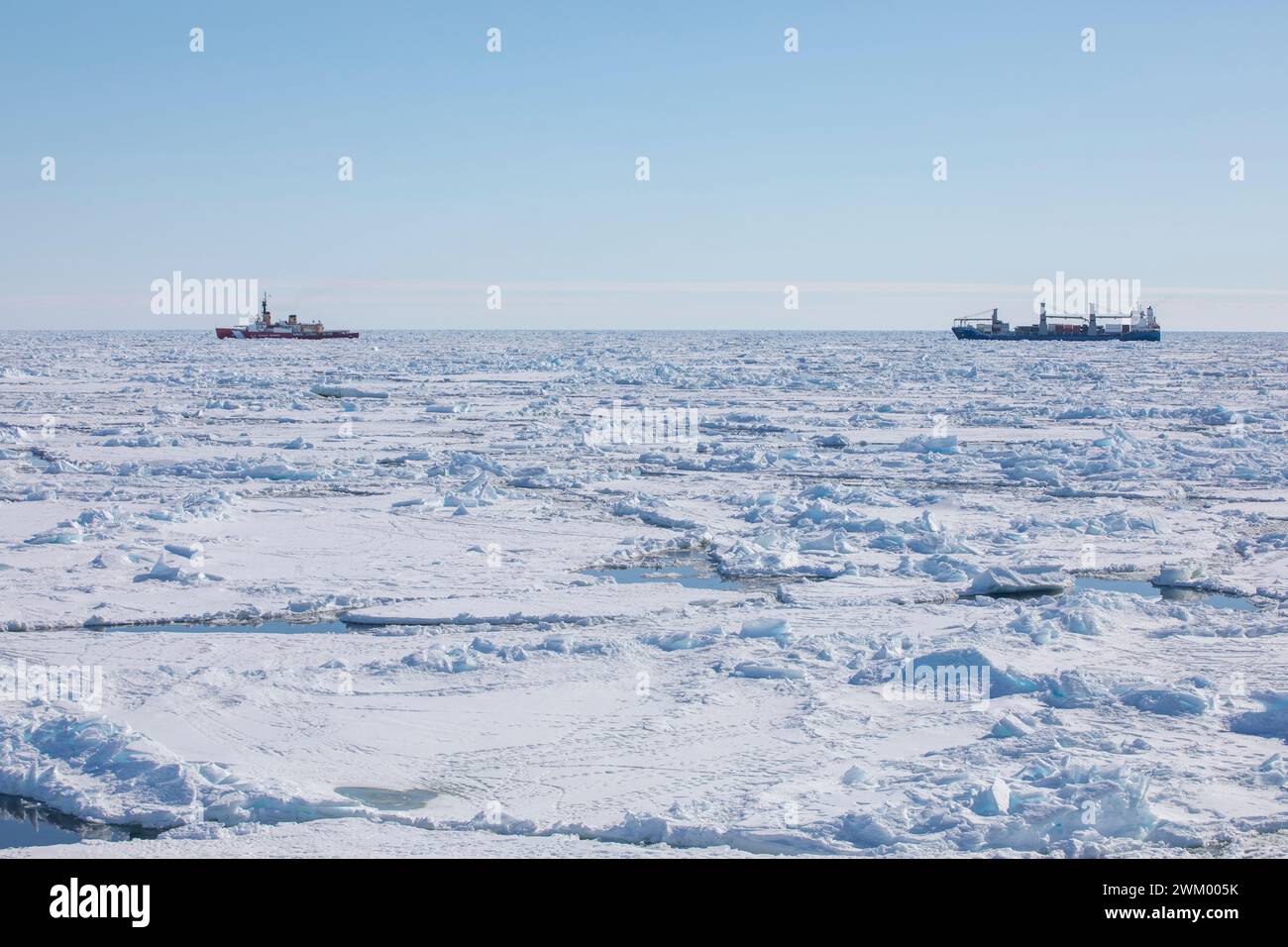 Cargo and icebreaker in the Ross Sea ice pack, Antarctica Stock Photo ...