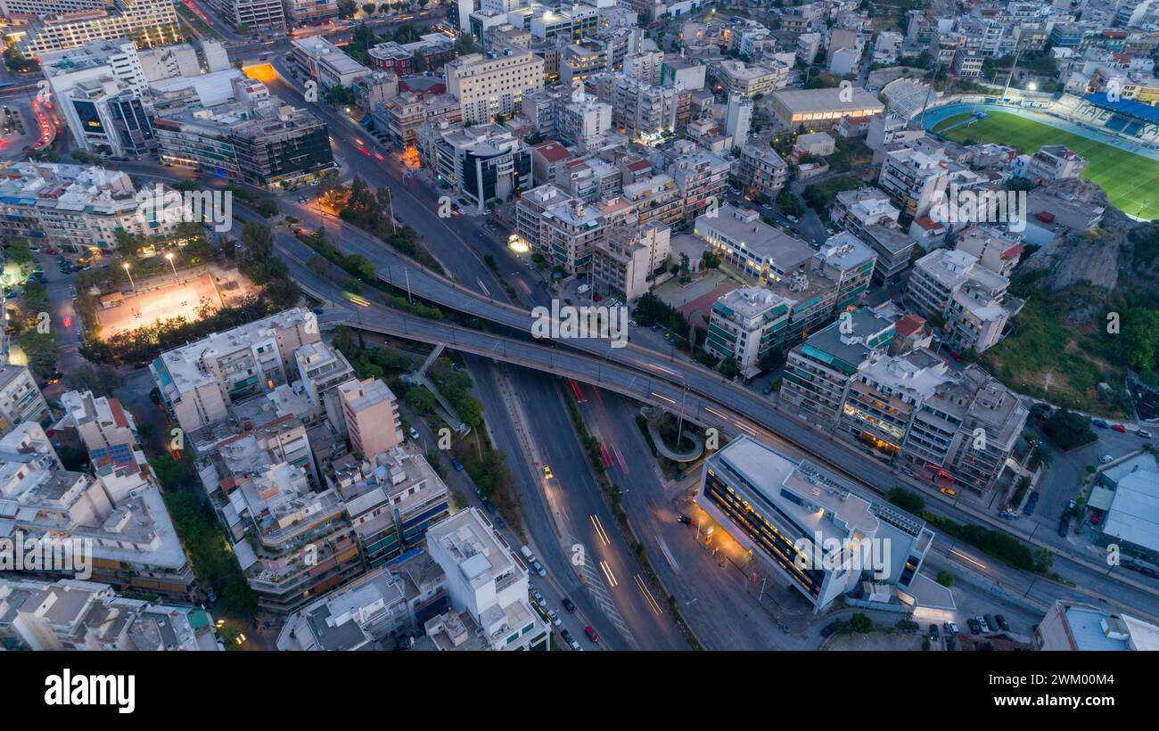 Aerial view dusk night motorway hi-res stock photography and images - Alamy