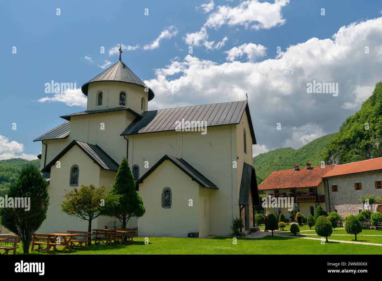 The temple of Monastery Moraca is located in the canyons of the river ...