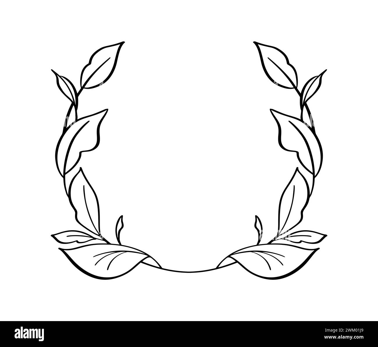 Black hand drawn laurel wreath frame. depicting achievement, heraldry ...
