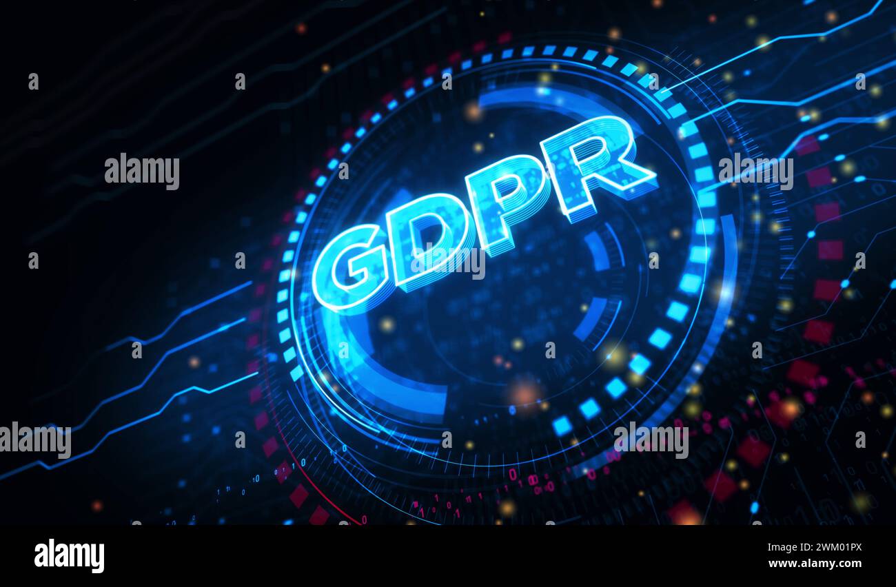 GDPR general data protection regulation symbol digital concept. Network ...