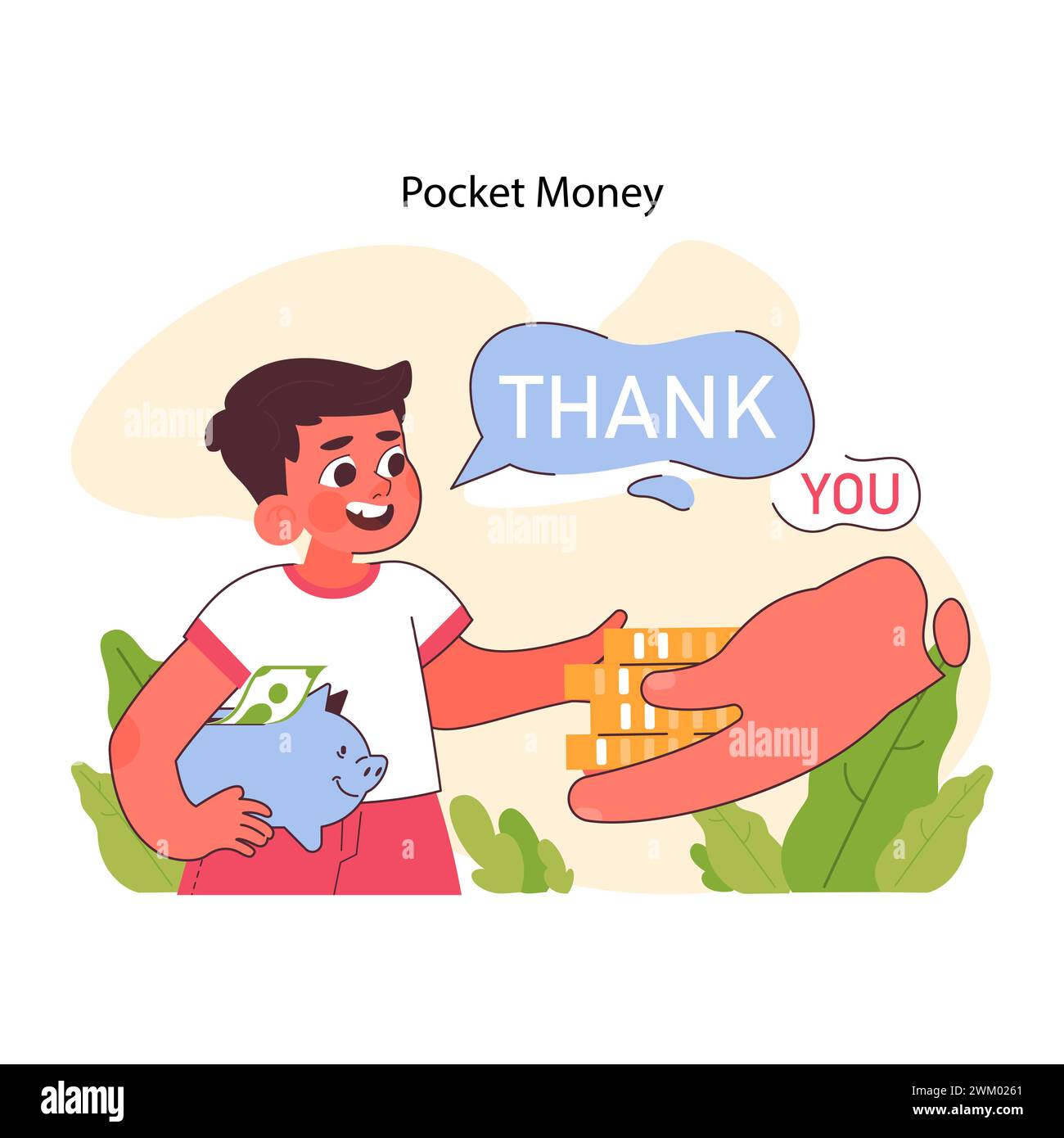 Pocket money concept. Delighted boy receives allowance, expressing ...