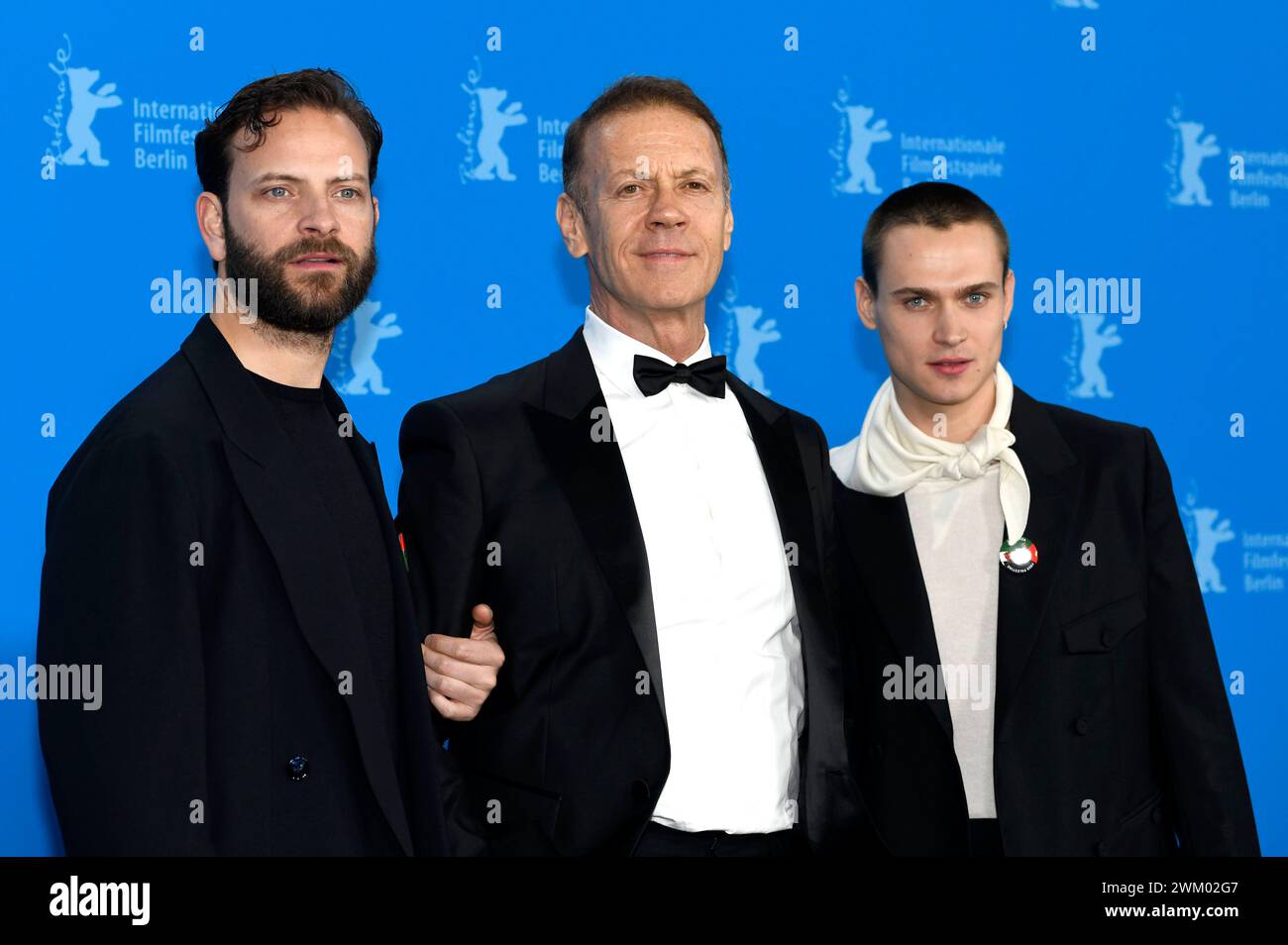 Alessandro Borghi, Rocco Siffredi und Saul Nanni beim Photocall zur Miniserie 'Supersex' auf der ...