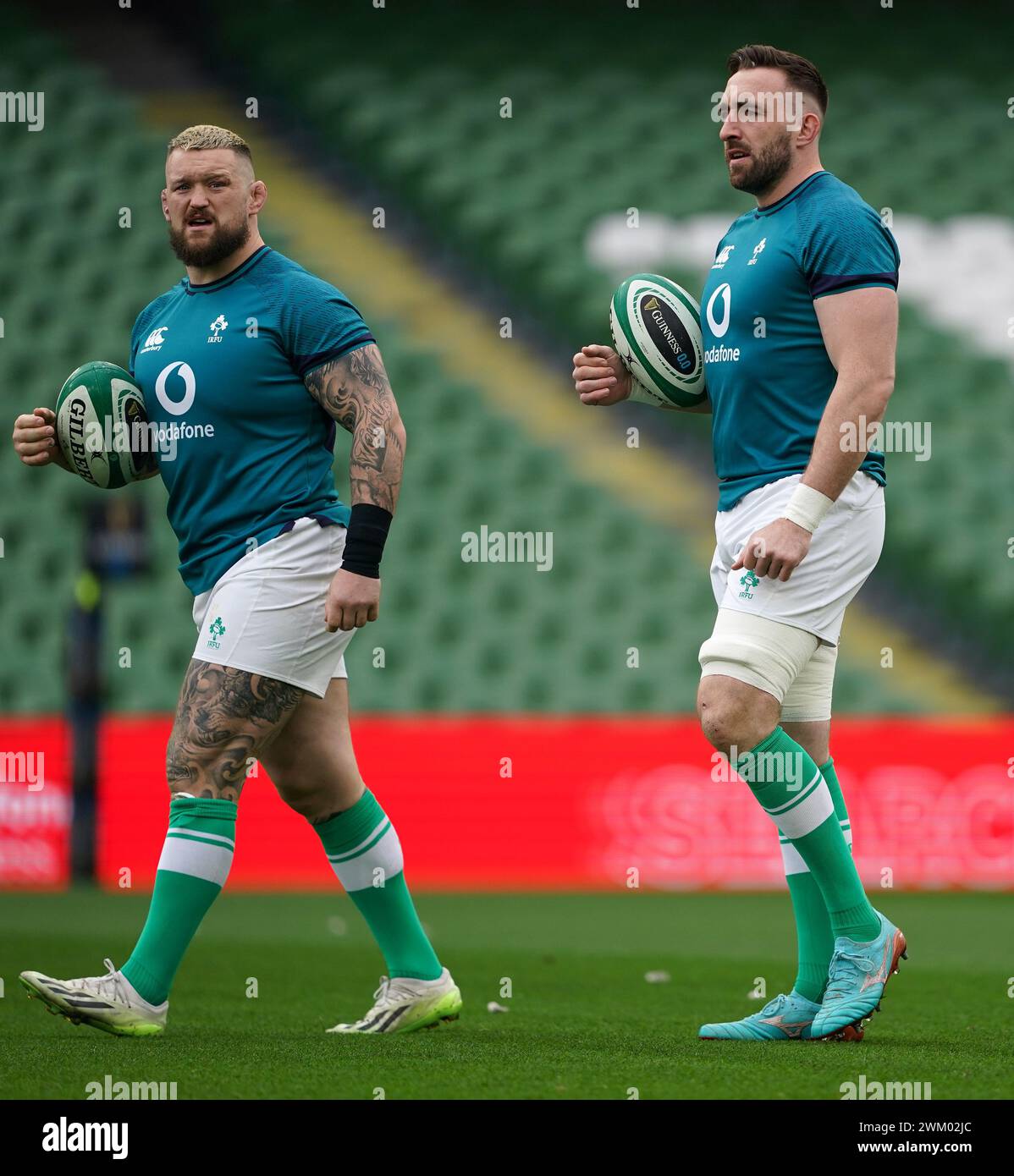 Ireland's Andrew Porter (left) and Jack Conan during the team run at ...