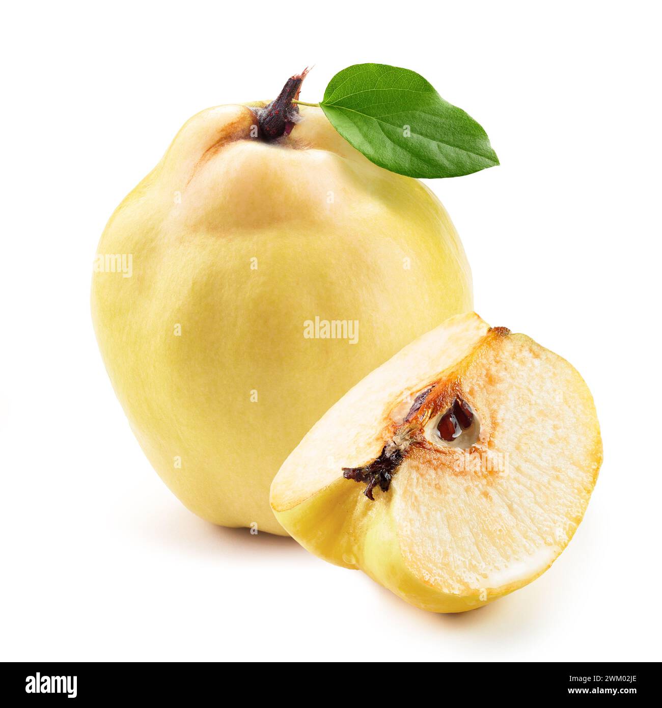 fresh yellow quince with slice isolated white background Stock Photo ...