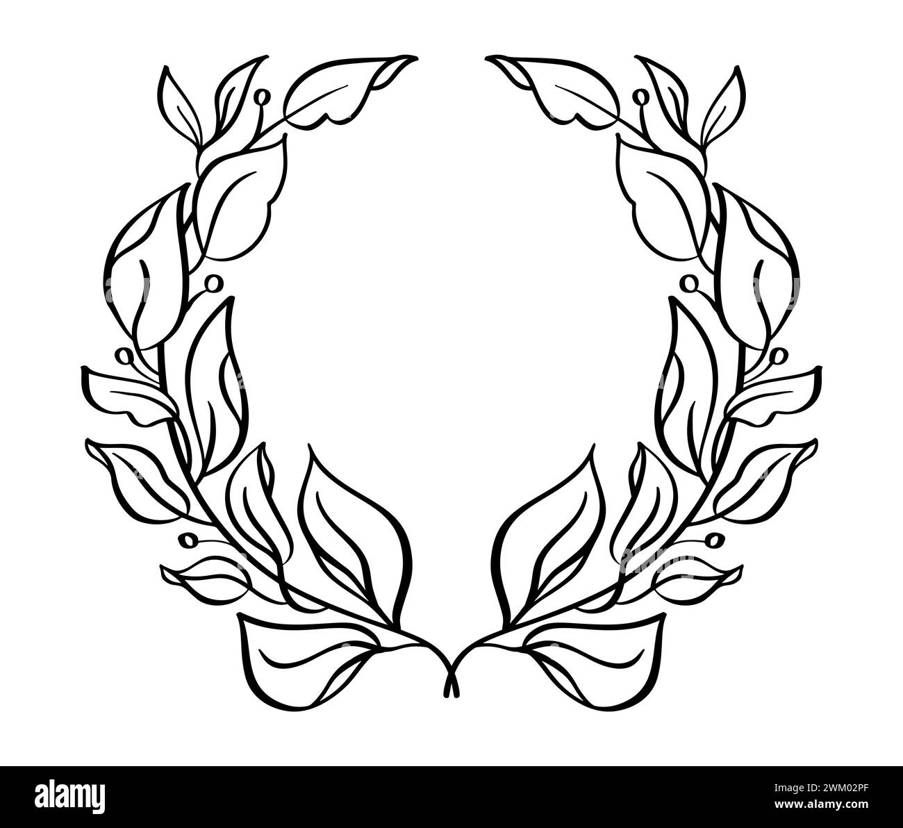Black hand drawn laurel wreath heraldic frame. depicting an award ...