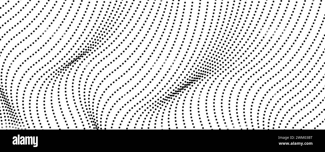 Halftone monochrome background with flowing dots. Abstract wave black ...
