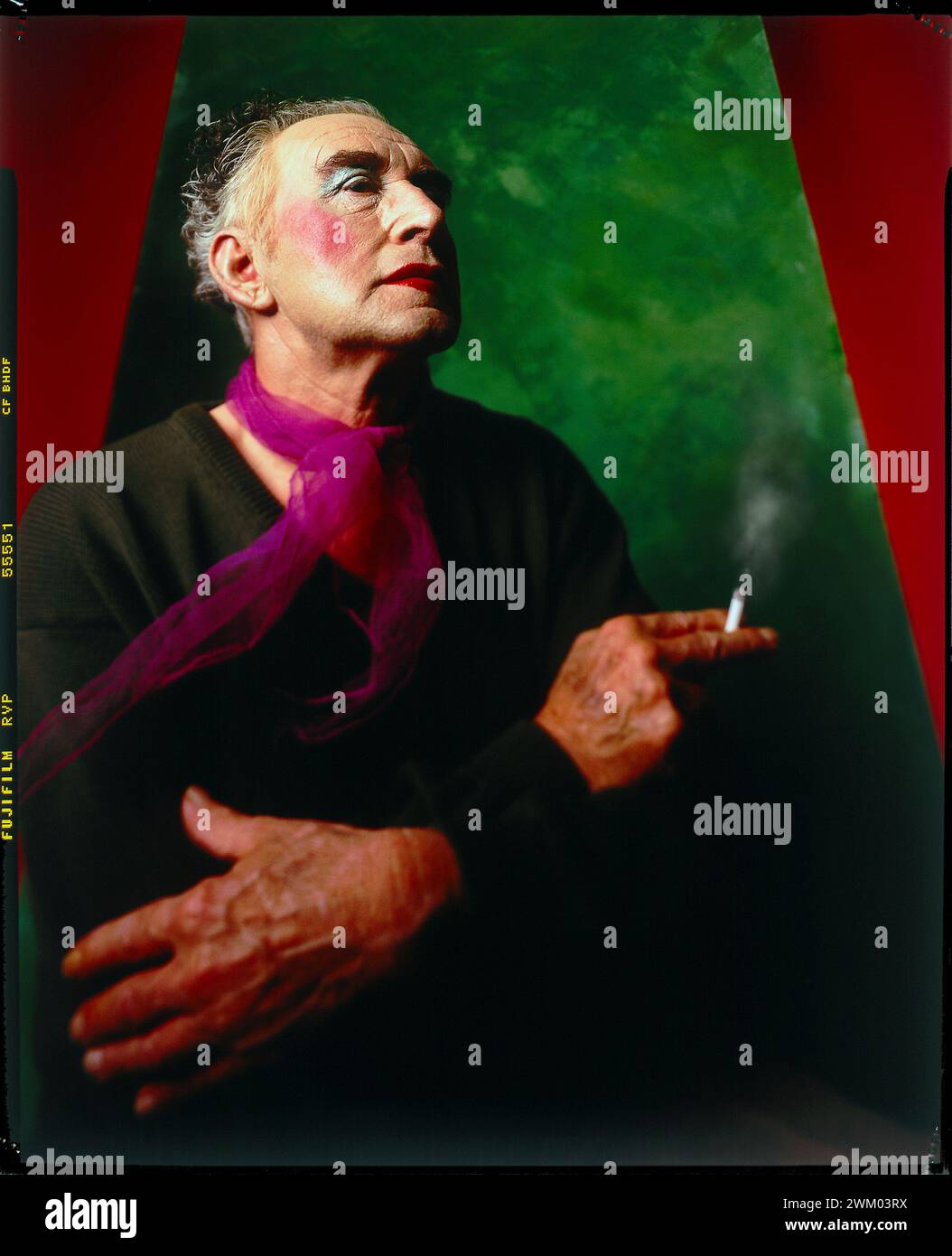 Albert, senior male with lipstick, rouge and eyeliner Stock Photo - Alamy