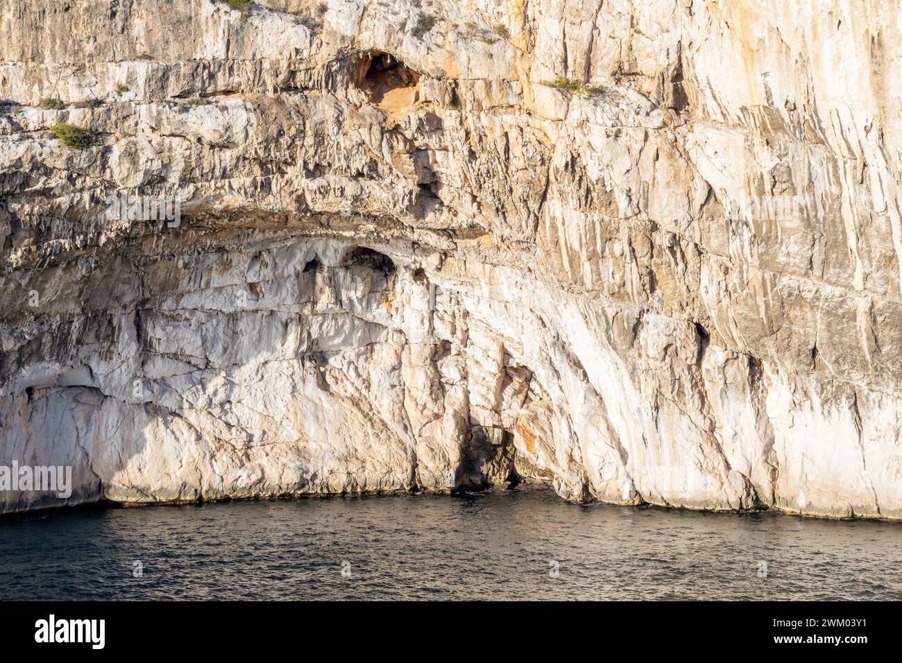 Cliff of the Calanque de la Triperie, Calanques de Marseille, Bouches ...