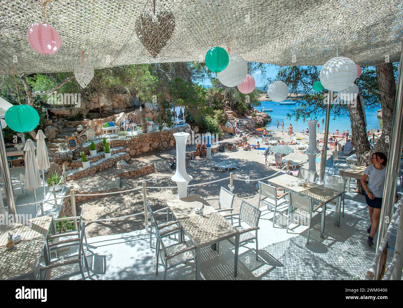 Beach bar, Cala Gracioneta, Ibiza, Balearics, Spain Stock Photo - Alamy