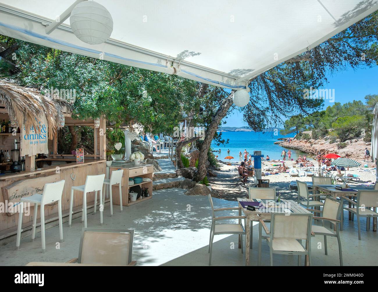 Beach bar, Cala Gracioneta, Ibiza, Balearics, Spain Stock Photo - Alamy