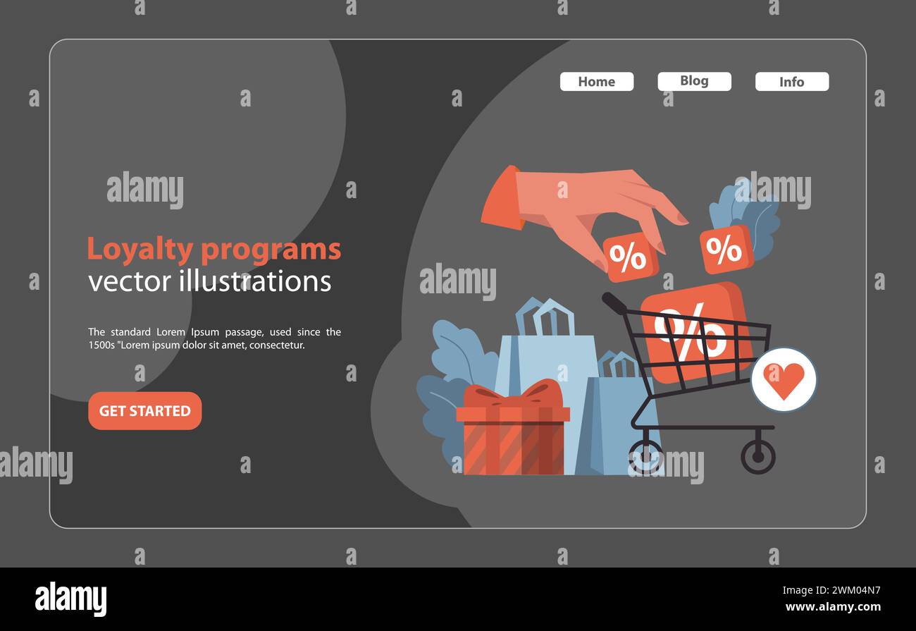 Loyalty programs concept. Hand placing discounts into shopping cart ...