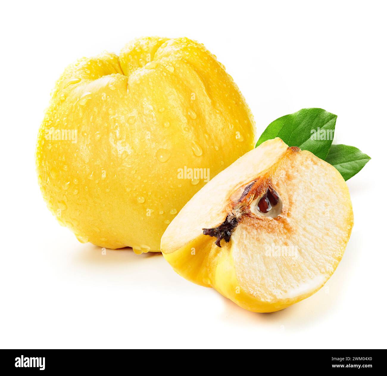 fresh yellow quince with slice isolated white background Stock Photo ...