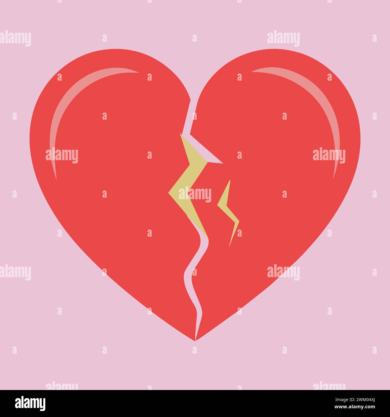 Two parts of broken heart. Heartbreak symbol. Simple flat vector style clip art illustration ...
